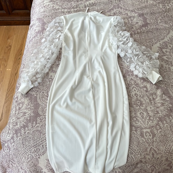 belle poque | Dresses | Belle Poque White Wiggle Dress Puffy Sheer ...